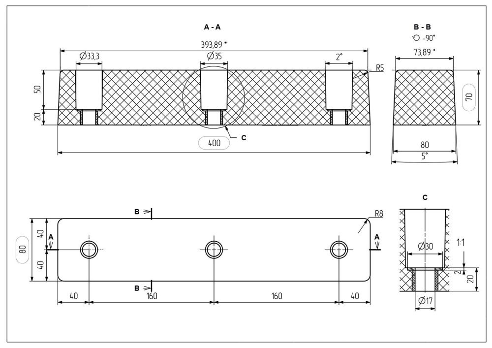 Gumový doraz na kamión 400x70x80 mm